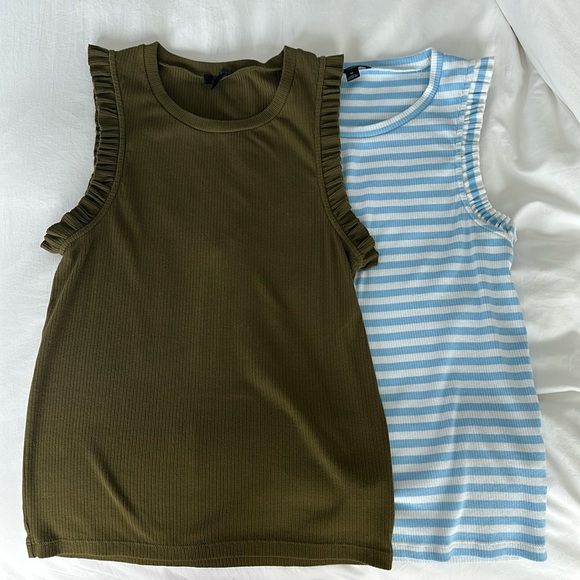 J. Crew | Tops | J Crew Ruffled Sleeveless Ribbed Tank Bundle | Poshmark